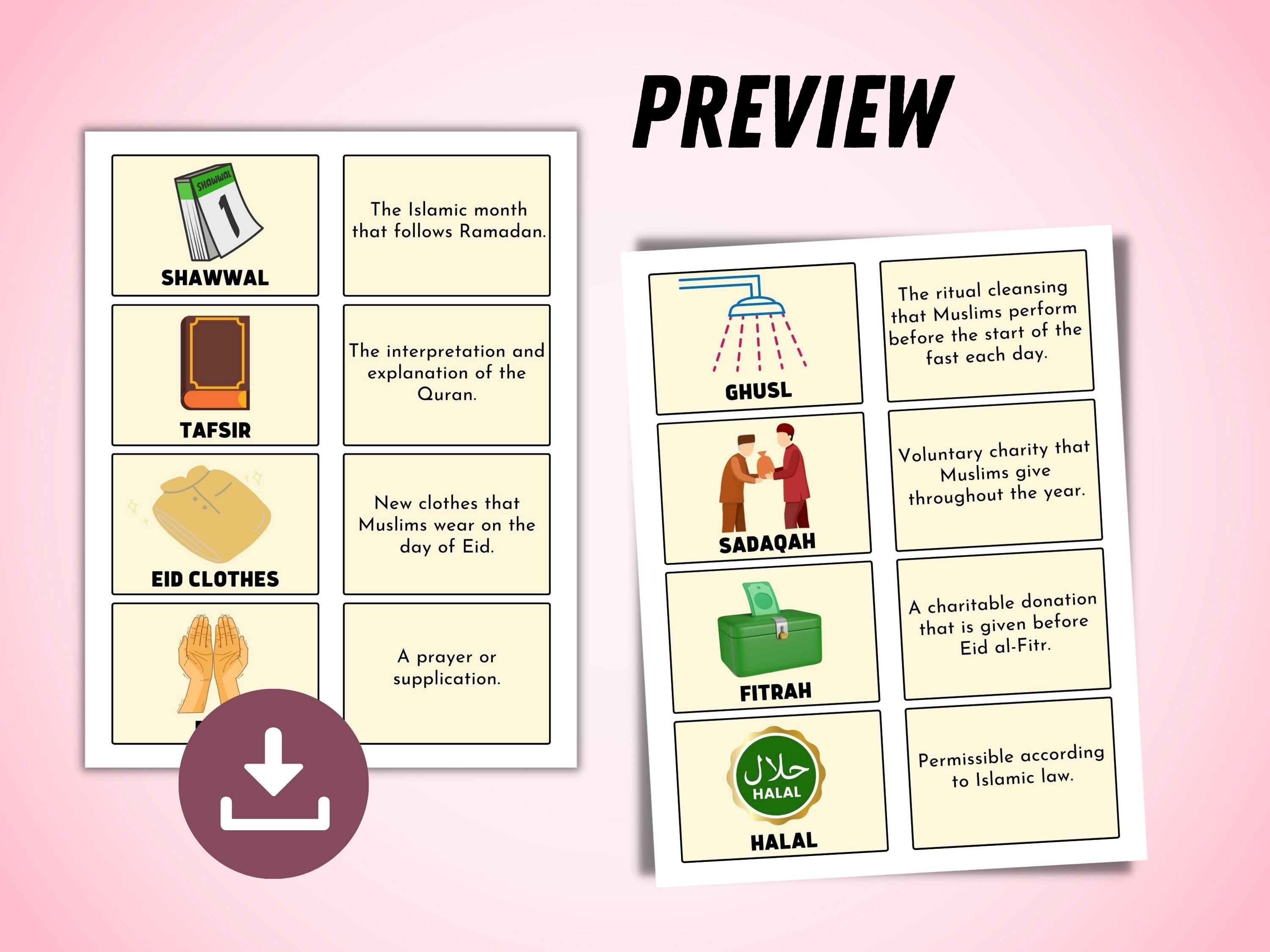 Ramadan Vocabulary Matching Cards Ramadan Cards Ramadan Kids Activities ...