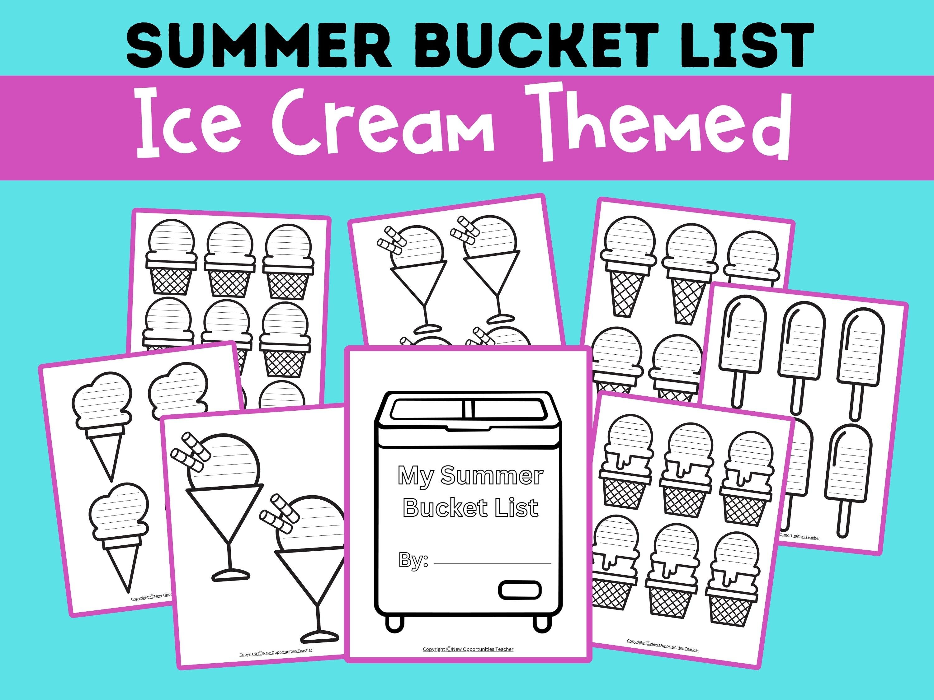 My Summer Bucket List Craft Ice Cream and Refrigerator Themed End of ...