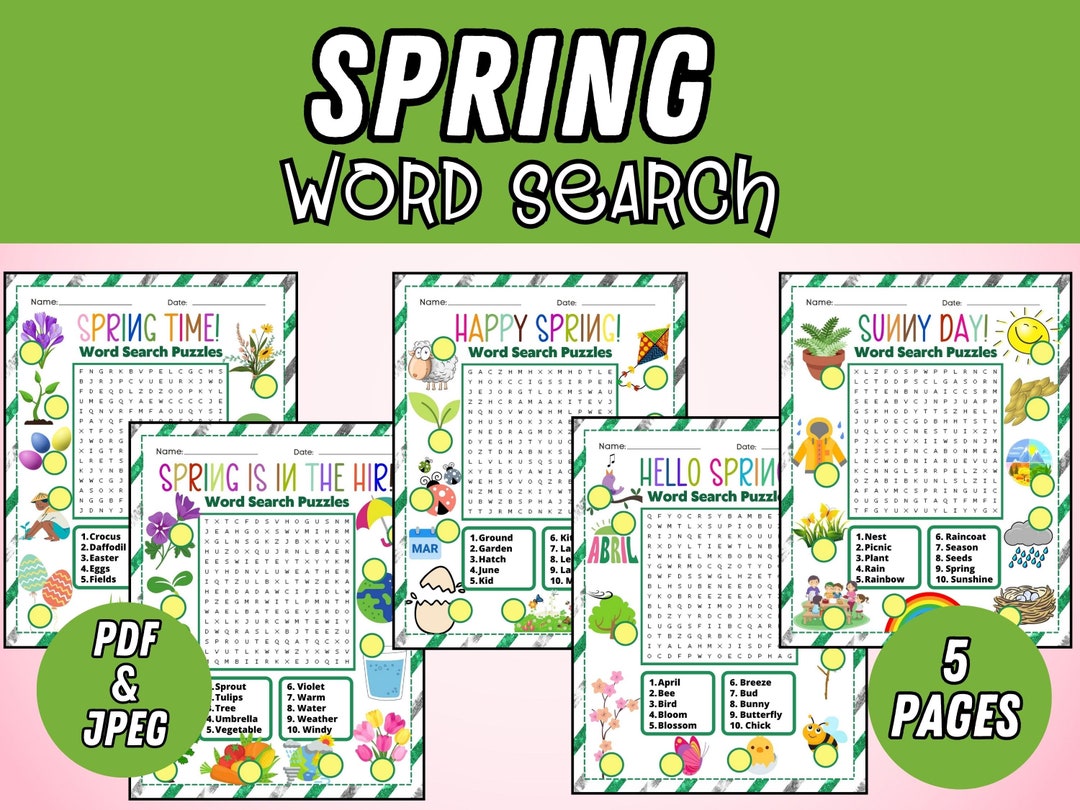 Printable Spring Easter Word Search Puzzles | Springtime Games | April ...