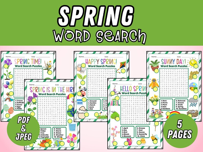 Printable Spring Easter Word Search Puzzles | Springtime Games | April ...