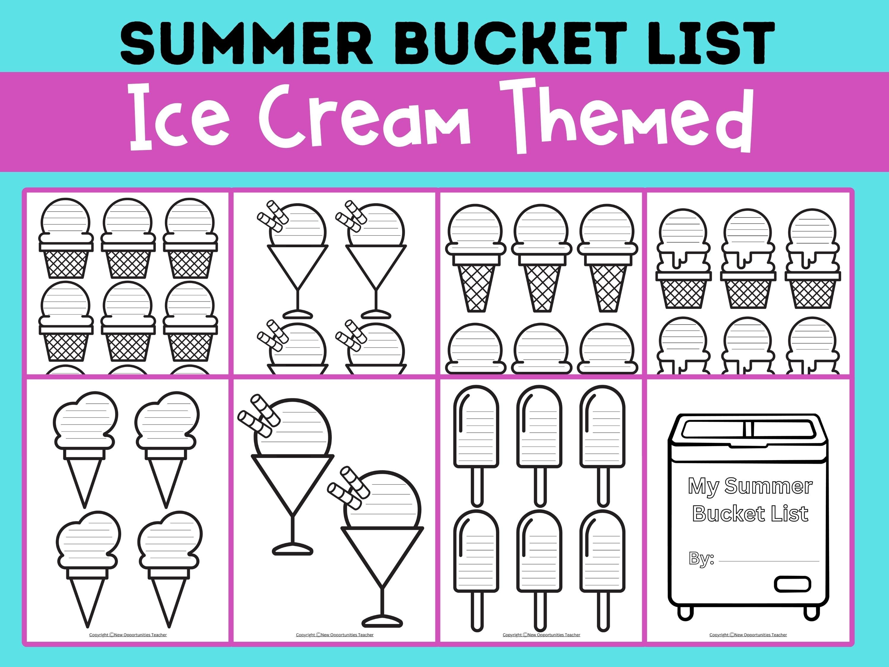 My Summer Bucket List Craft Ice Cream and Refrigerator Themed End of ...