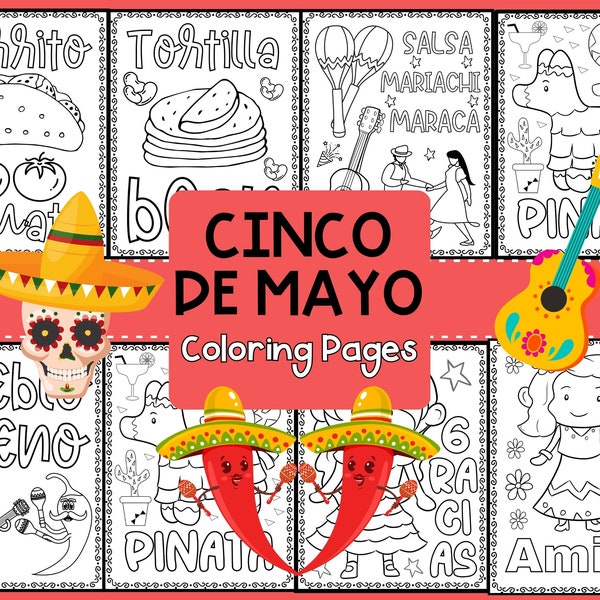 Cinco De Mayo Coloring Sheets - Etsy
