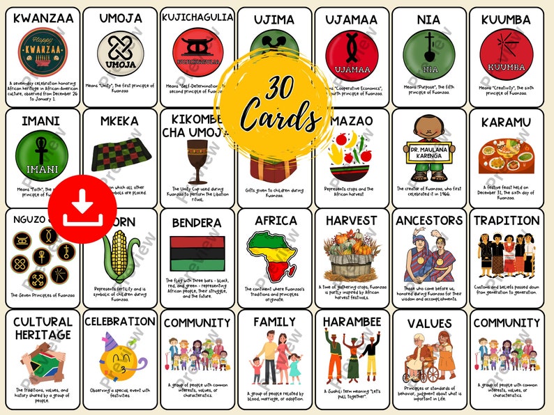 Kwanzaa Vocabulary Flashcards & Posters Set - Holidays Around the World ...