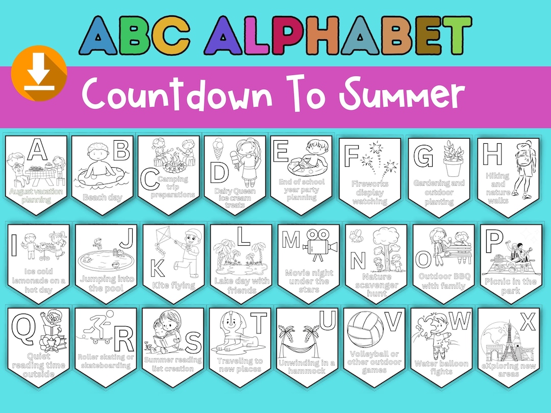 ABC Countdown to Summer Bulletin Board Coloring Pages | Alphabet ...
