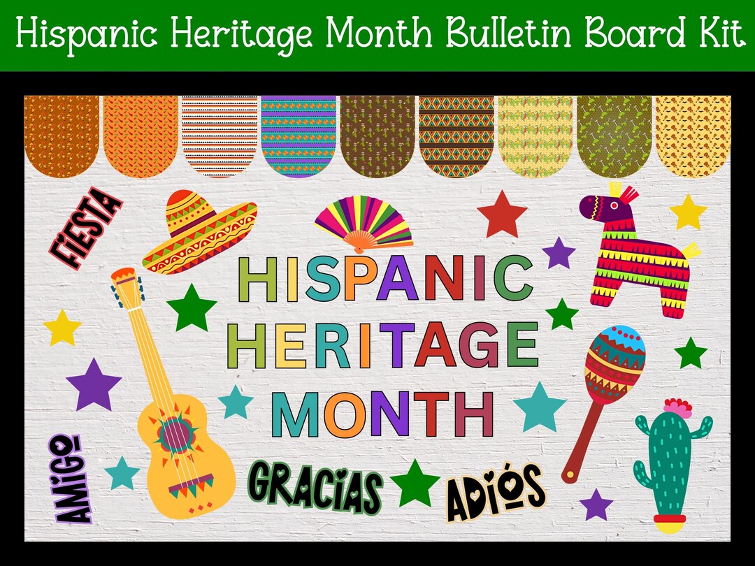 Hispanic Heritage Month Bulletin Board Kit | Hispanic Heritage Vibrant ...
