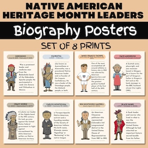 Native American Heritage Month Biography Posters | Male Leaders Set of ...