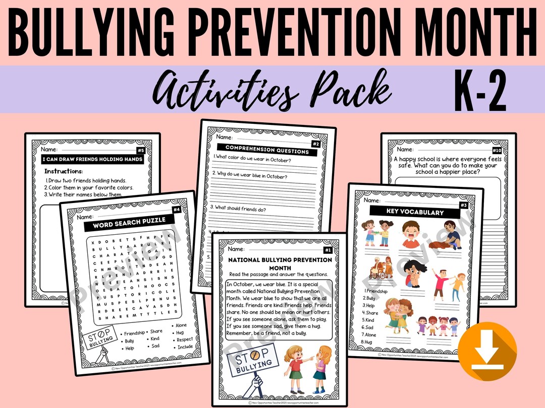 National Bullying Prevention Month Activity Pack Anti-bullying Lessons ...
