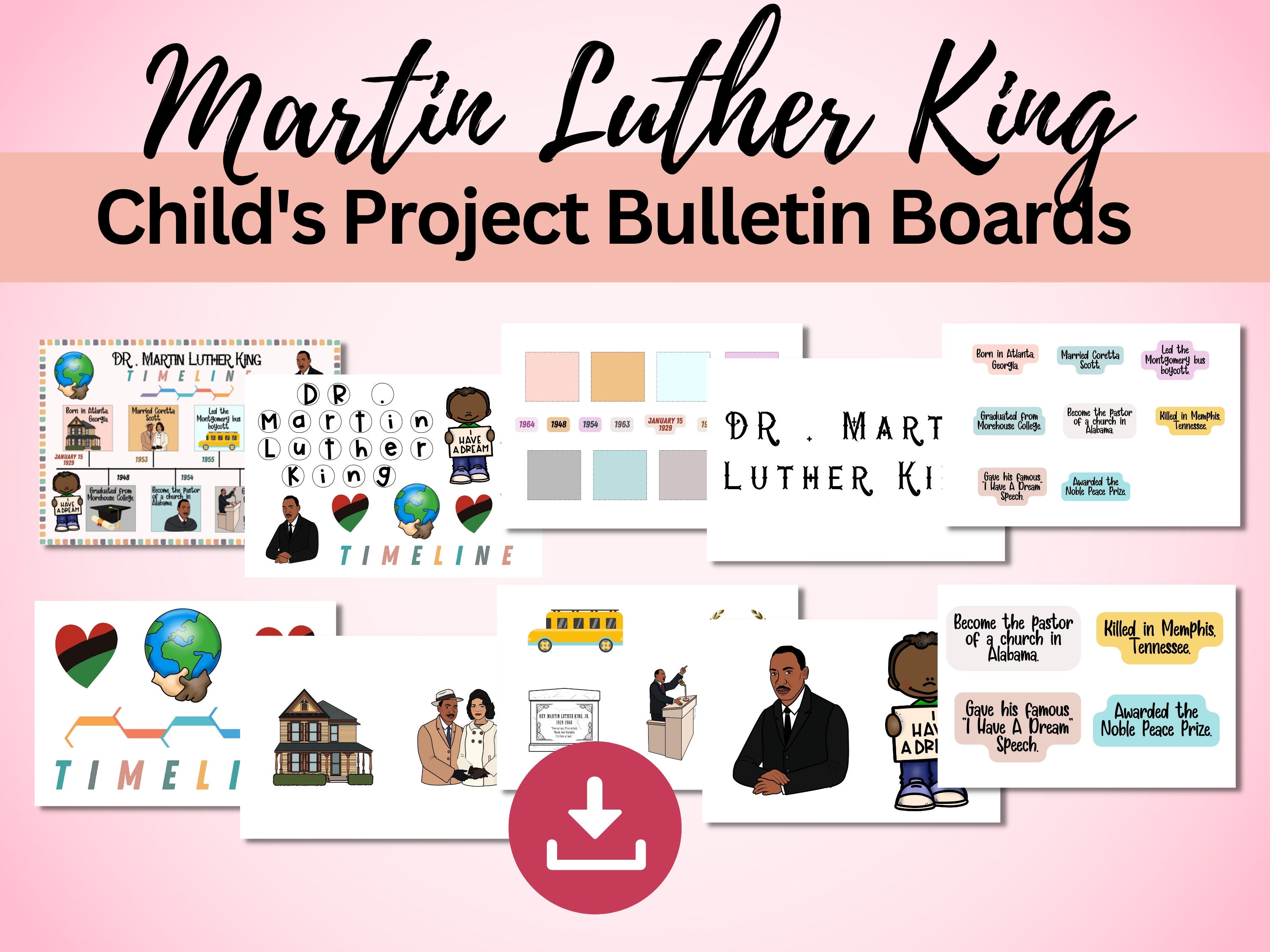 Martin Luther King JR Timeline Bulletin Board Kit A Child's Project ...
