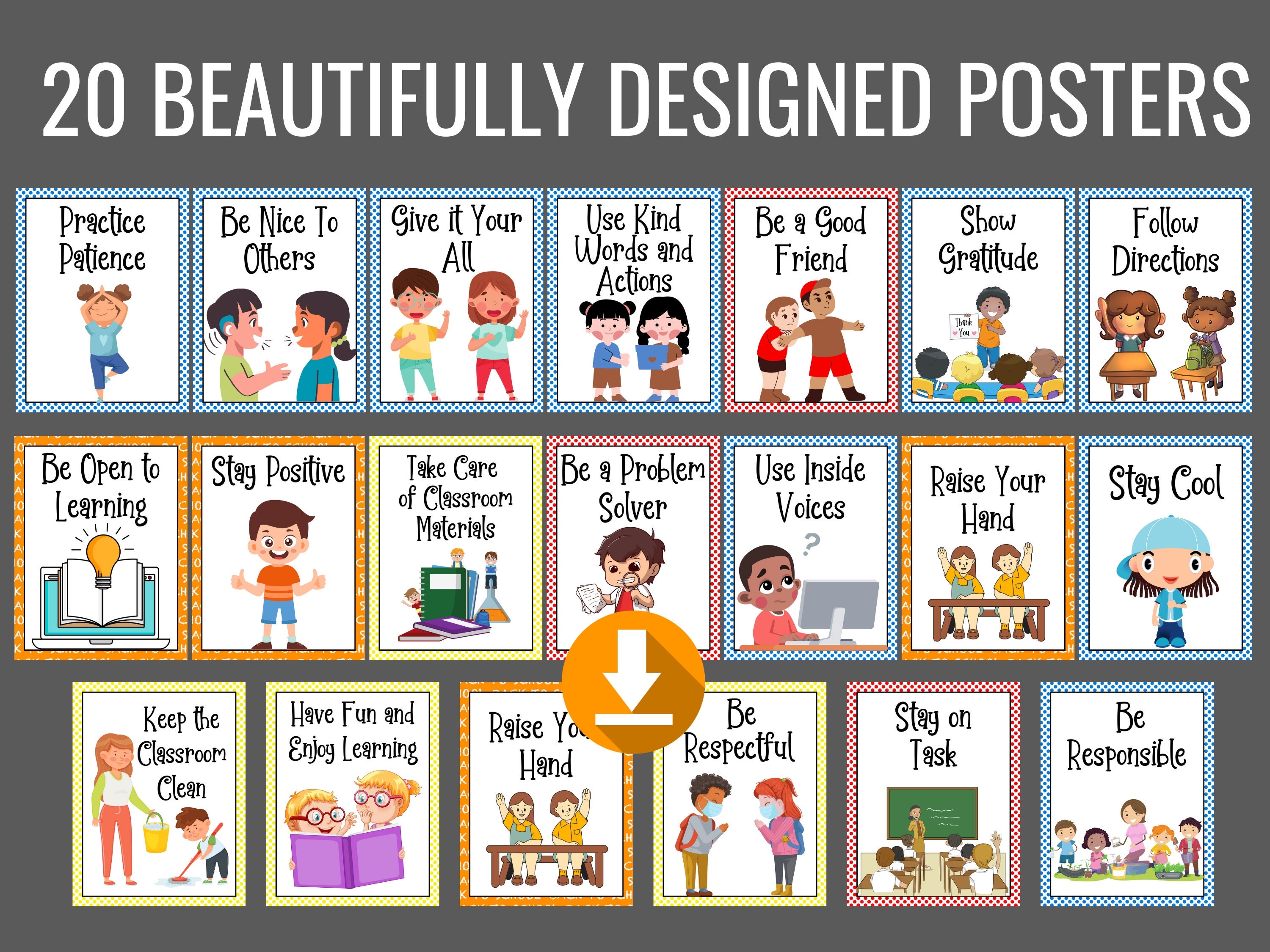 Classroom Rules Posters Set of 20, Classroom Decorations, Bulletin ...