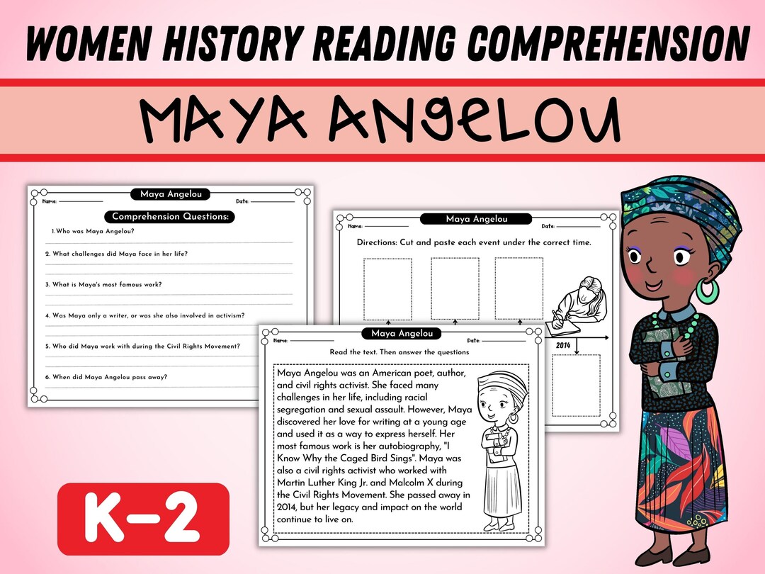 Maya Angelou Reading Comprehension Passage | Women History Month ...