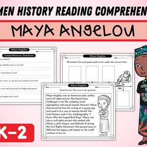 Maya Angelou Reading Comprehension Passage | Women History Month ...