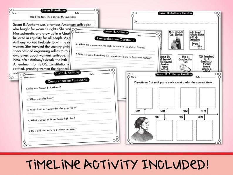 Susan B. Anthony Reading Comprehension | Women's History (PDF) - Etsy
