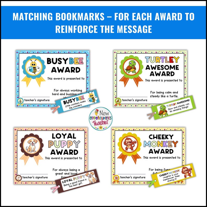 Animal-themed End of Year Awards, Student Certificates & Bookmarks ...