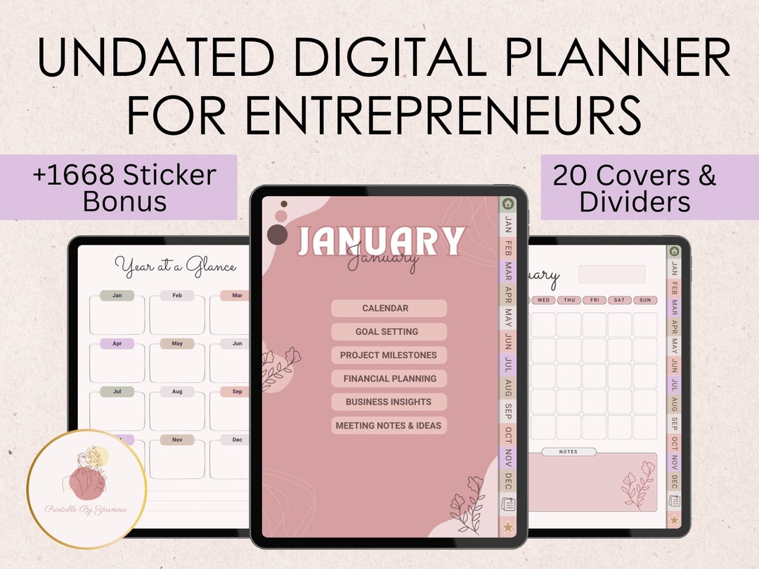 Undated Boho Digital Planner for Entrepreneurs, the Ultimate Tool for ...