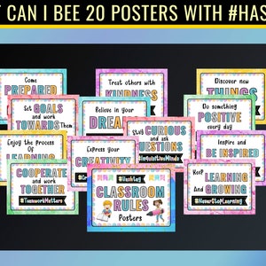 Hashtag Classroom Rules Bulletin Board | Pretty Back to School ...