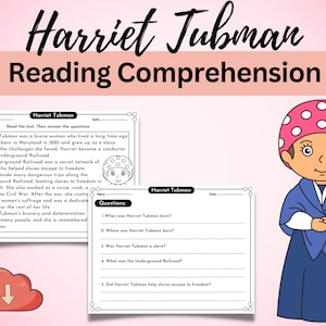 Harriet Tubman Reading Comprehension Passage | Black History Month ...