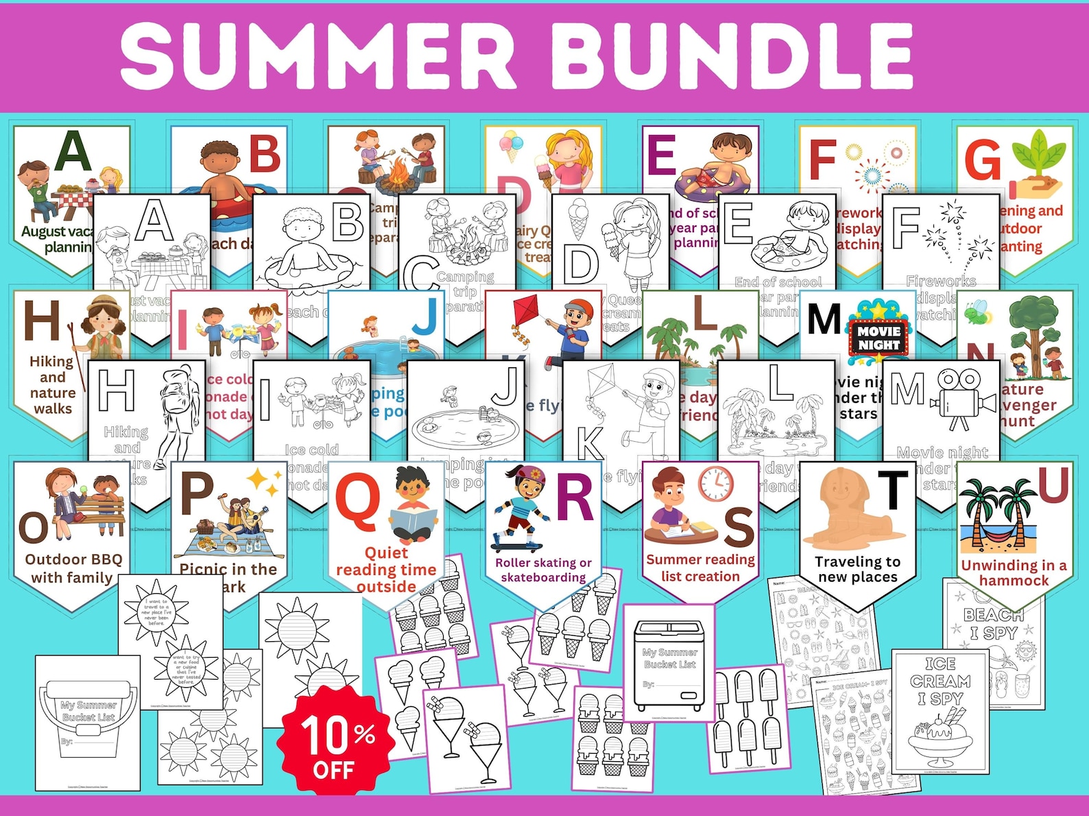 ABC Countdown to Summer Bulletin Board Coloring Pages Alphabet ...