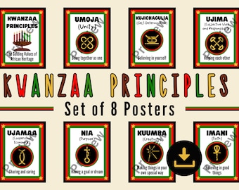 Kwaanza Principals Posters Set of 8 the 7 Principles of Kwanzaa ...
