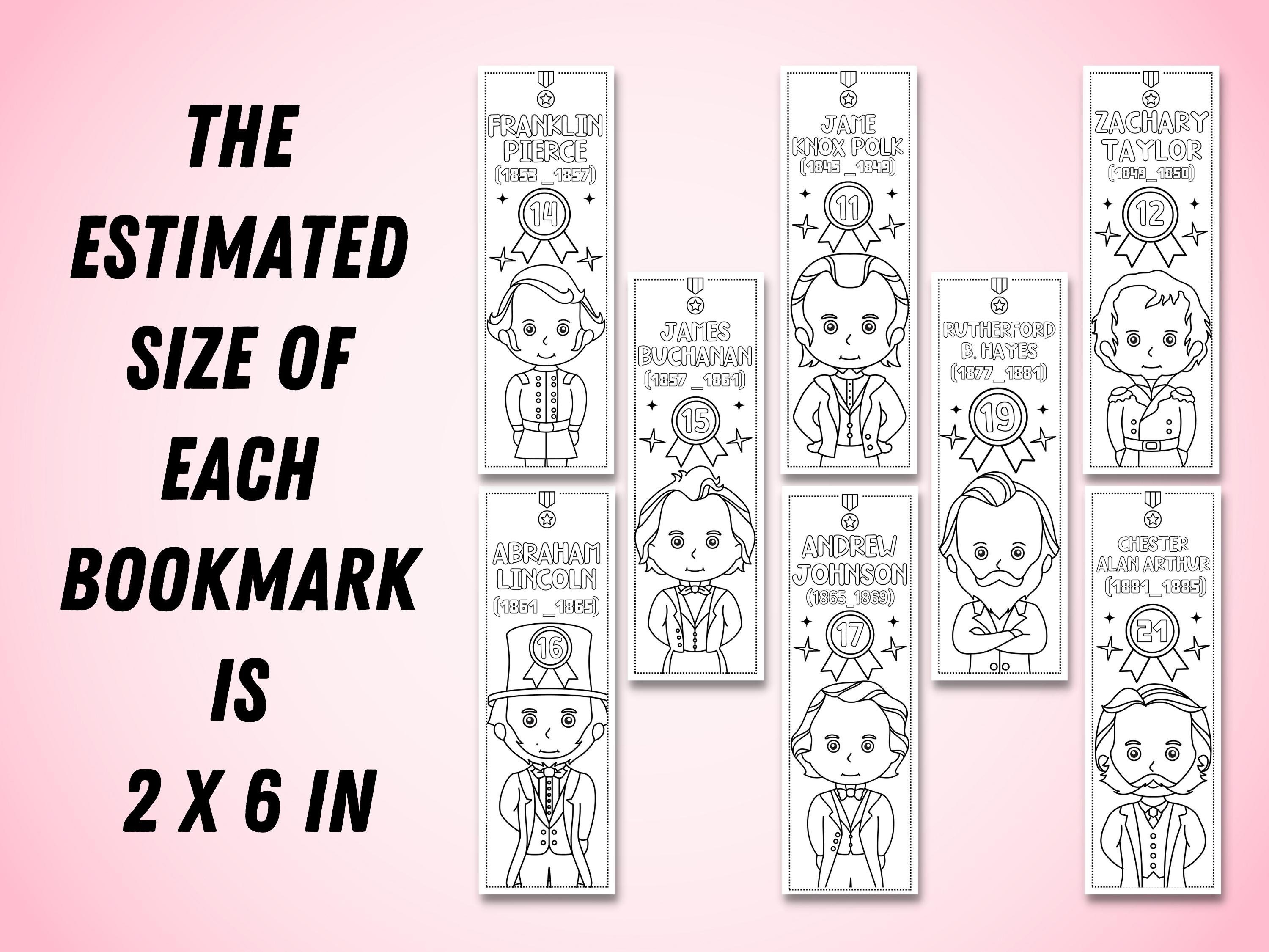 Presidents' Day Coloring Bookmarks | US Presidents (digital Download ...