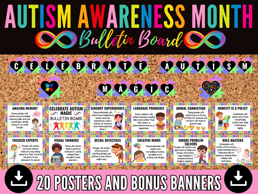 Autism Awareness Month Bulletin Board, Puzzle Banners, April Classroom ... Autism Awareness Month Bulletin Board, Puzzle Banners, April Classroom ...