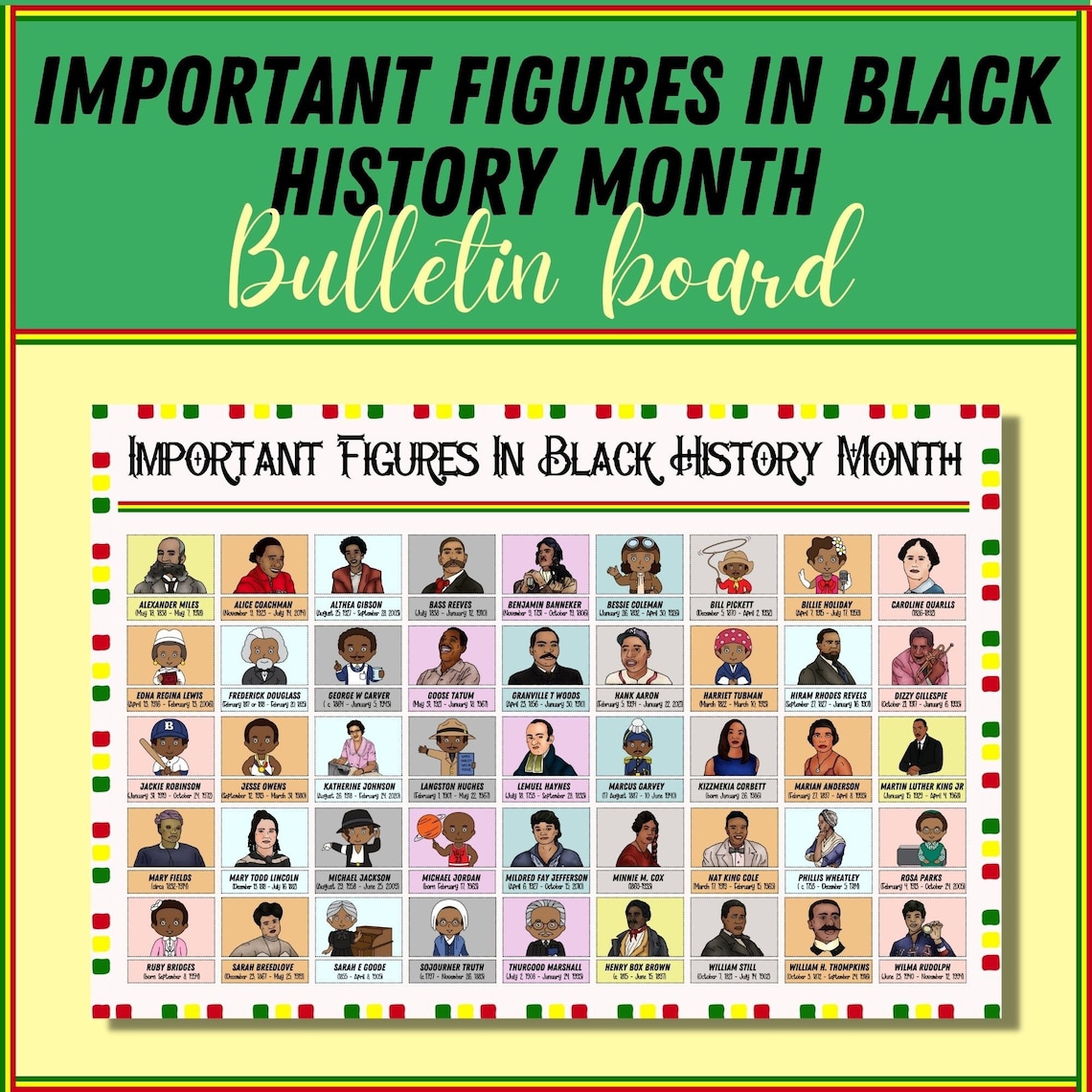 Important Figures in Black History Month Bulletin Board Black History ...