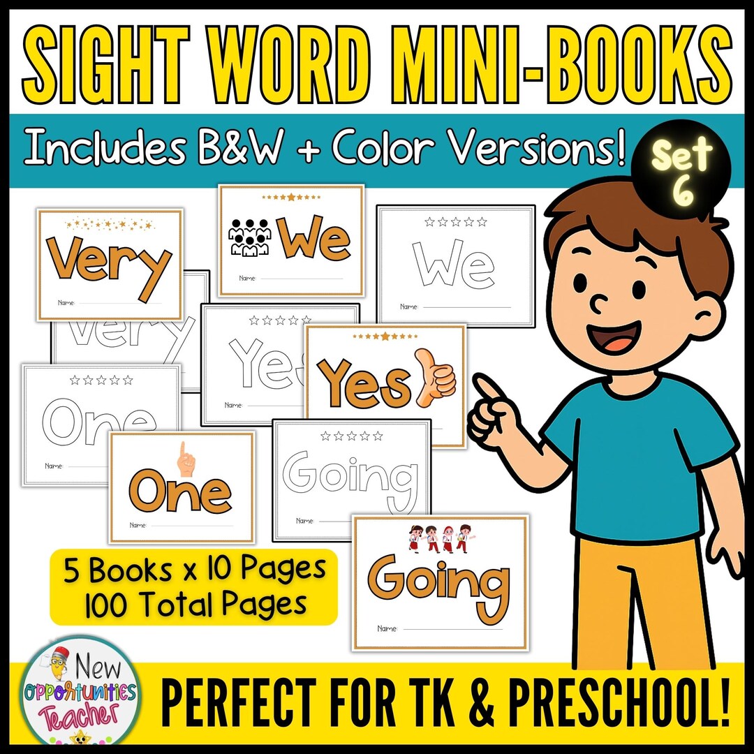Sight Words Practice Mini Books Set 6, End of Year Activities May ...
