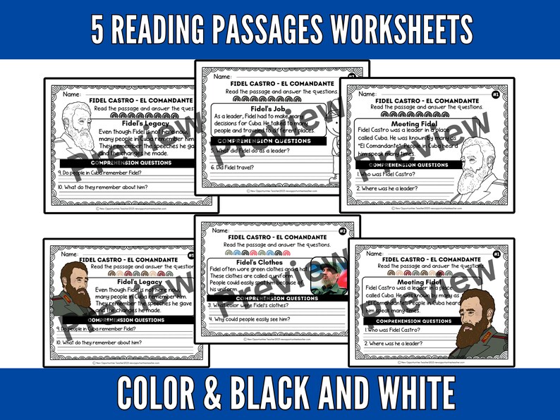 Fidel Castro Reading Comprehension Passages | Timeline | Vocabulary ...