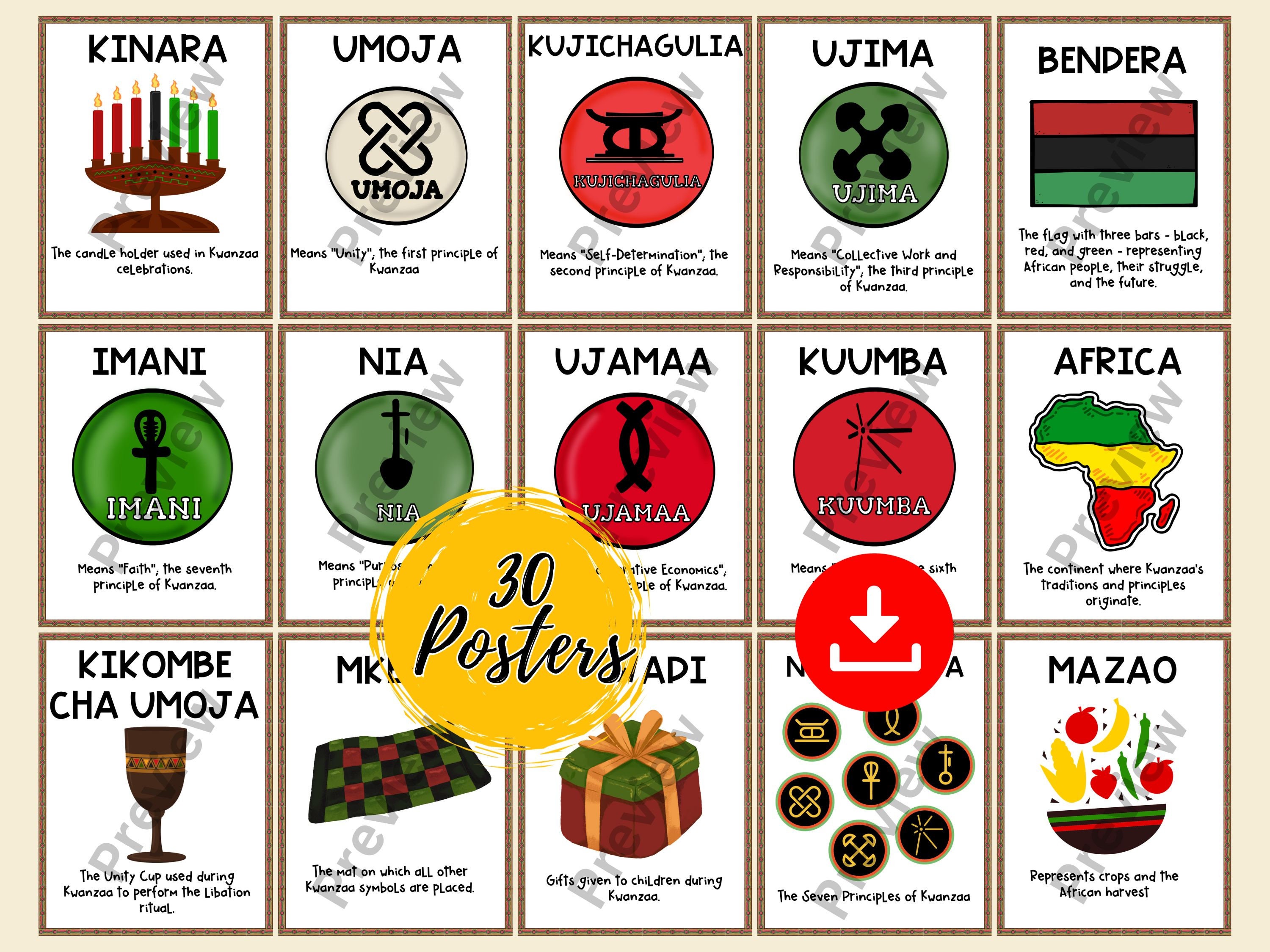Kwanzaa Vocabulary Flashcards & Posters Set Holidays Around the World ...