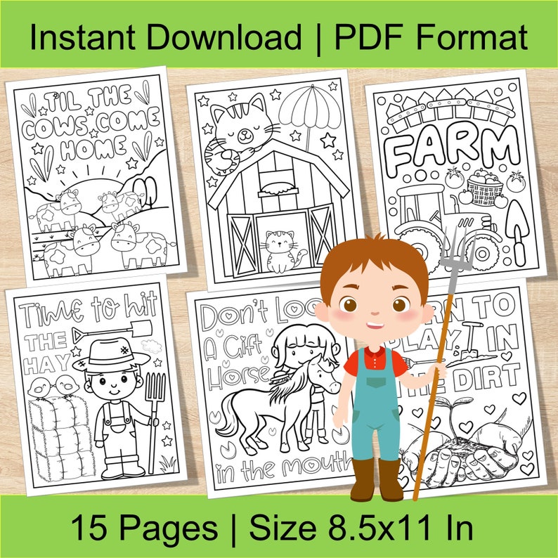 Farm Coloring Pages, Funny Animals Coloring Sheets for Kids and ...