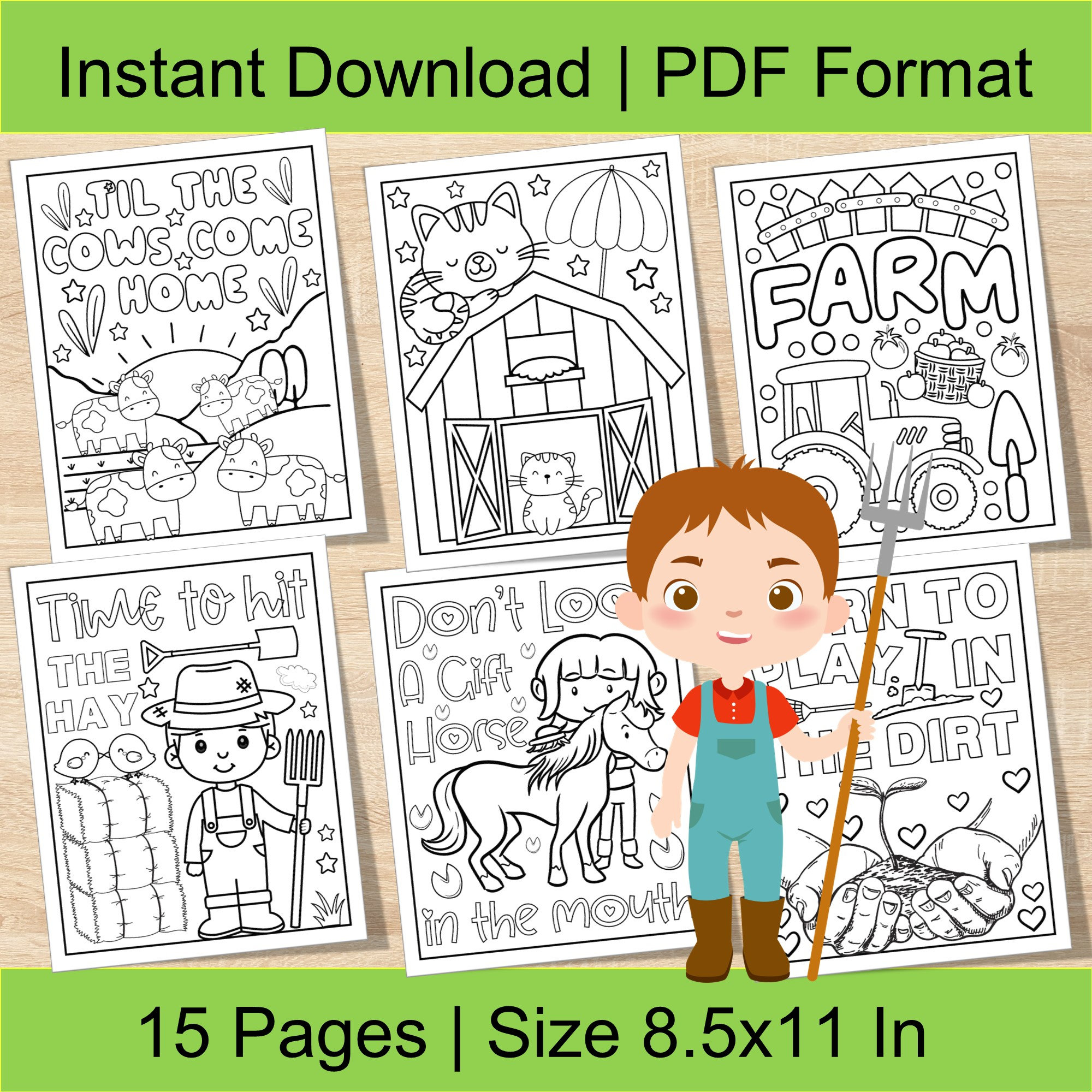 Farm Coloring Pages, Funny Animals Coloring Sheets for Kids and ...