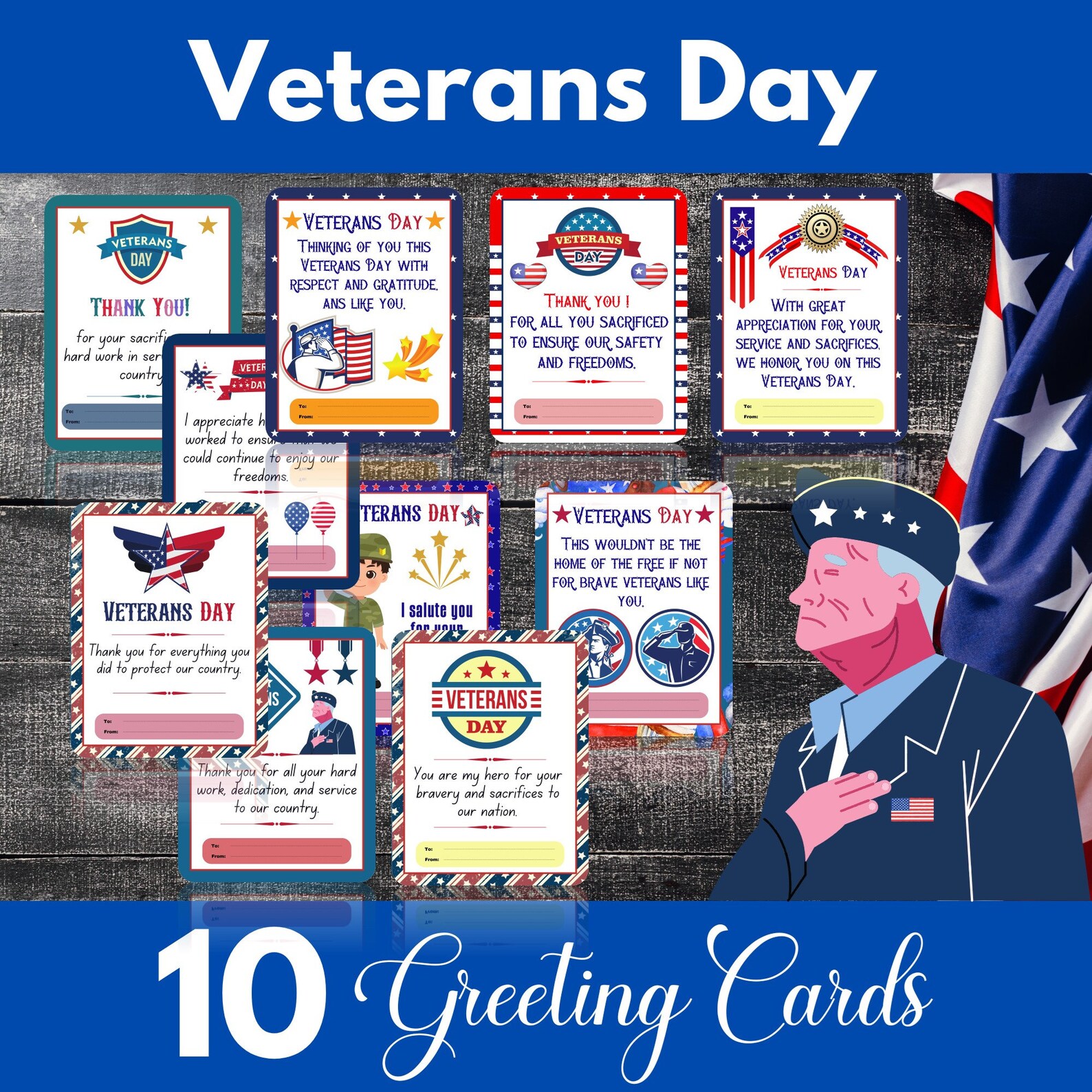 Veterans Day Greeting Cards Patriotic Veterans Day Thank You Cards ...