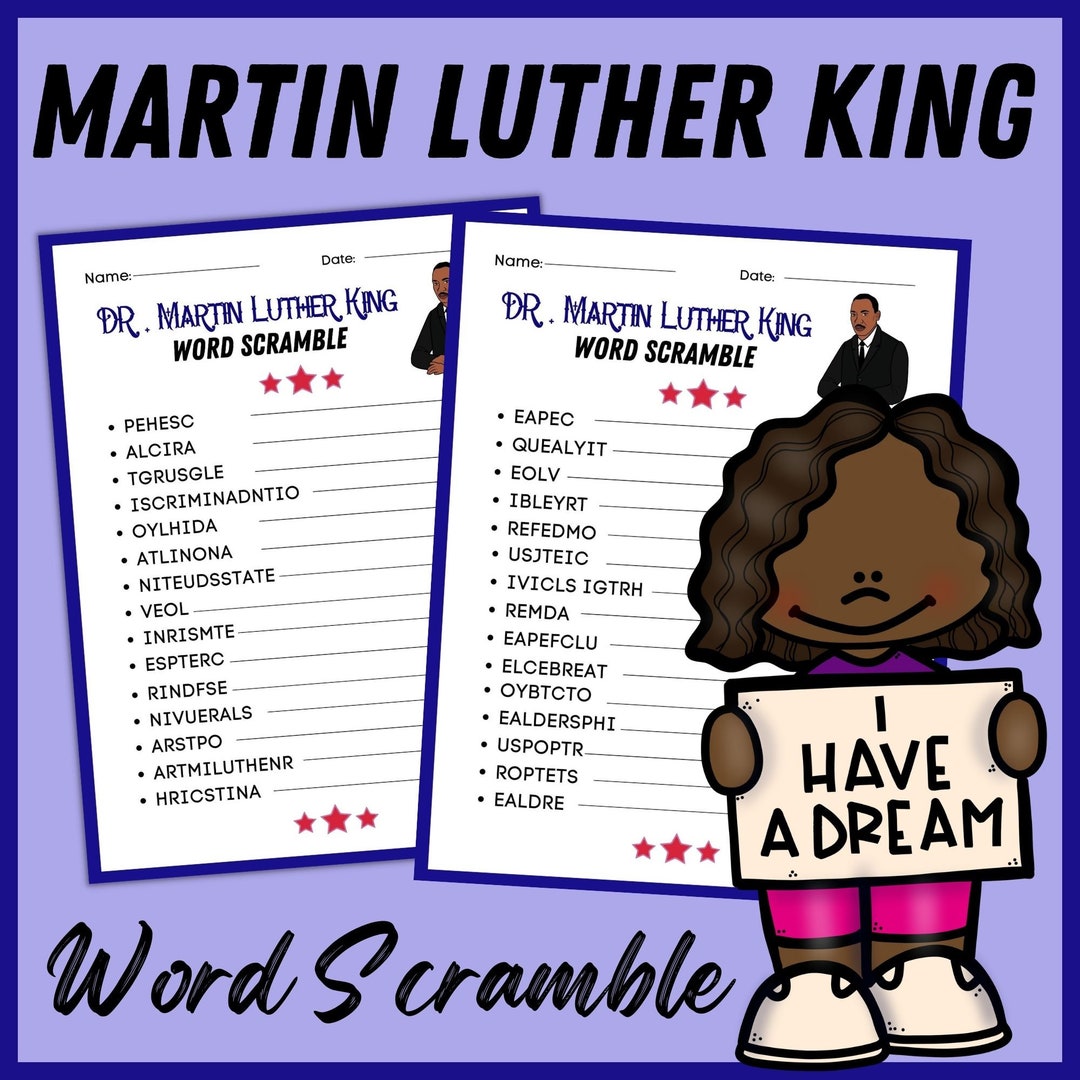 Martin Luther King Jr Word Scramble | Martin Luther King Vocabulary ...