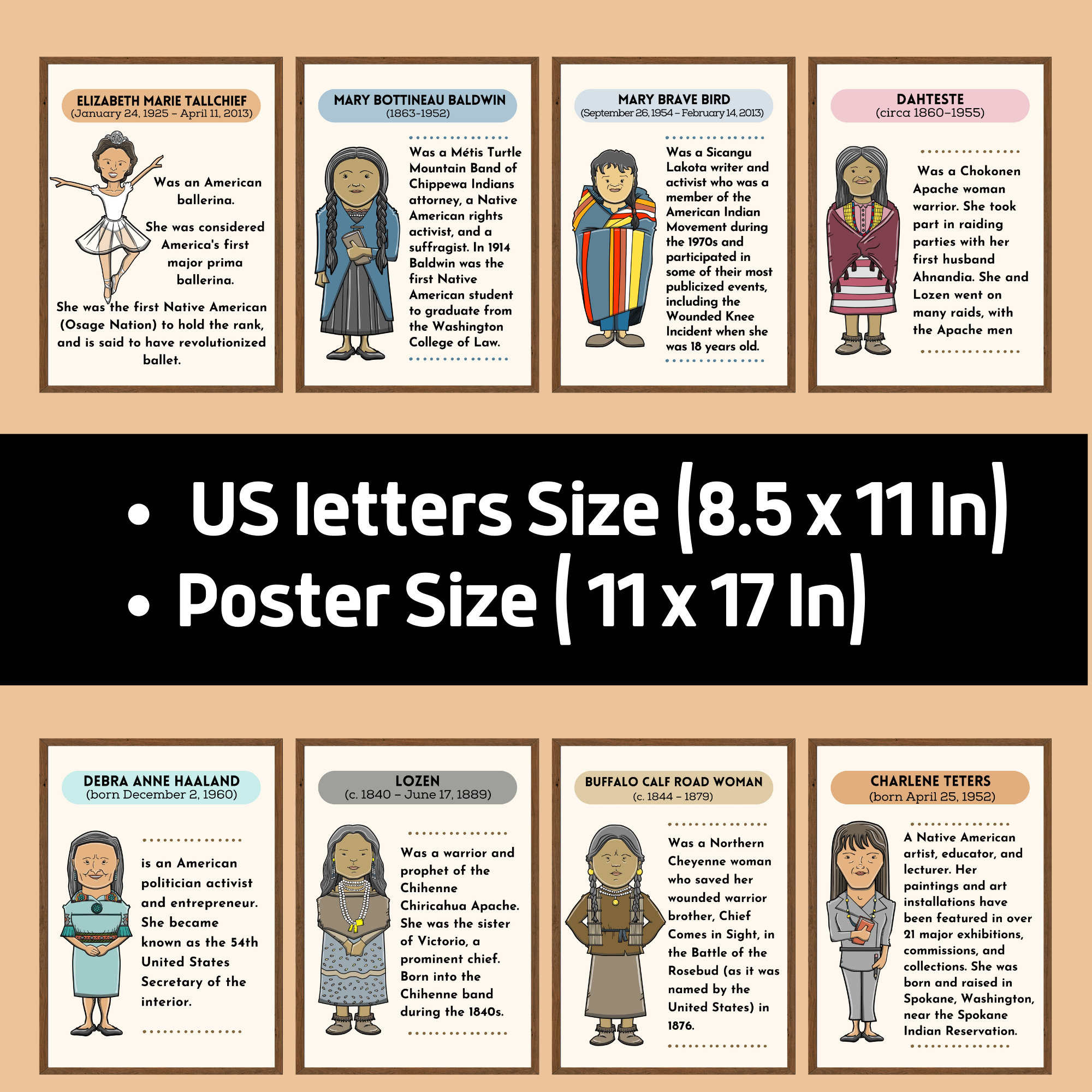 Native American Heritage Month Biography Posters Female Leaders Set of ...