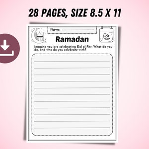 Ramadan Mubarak Writing Prompts Worksheets | Printable Ramadan and Eid ...