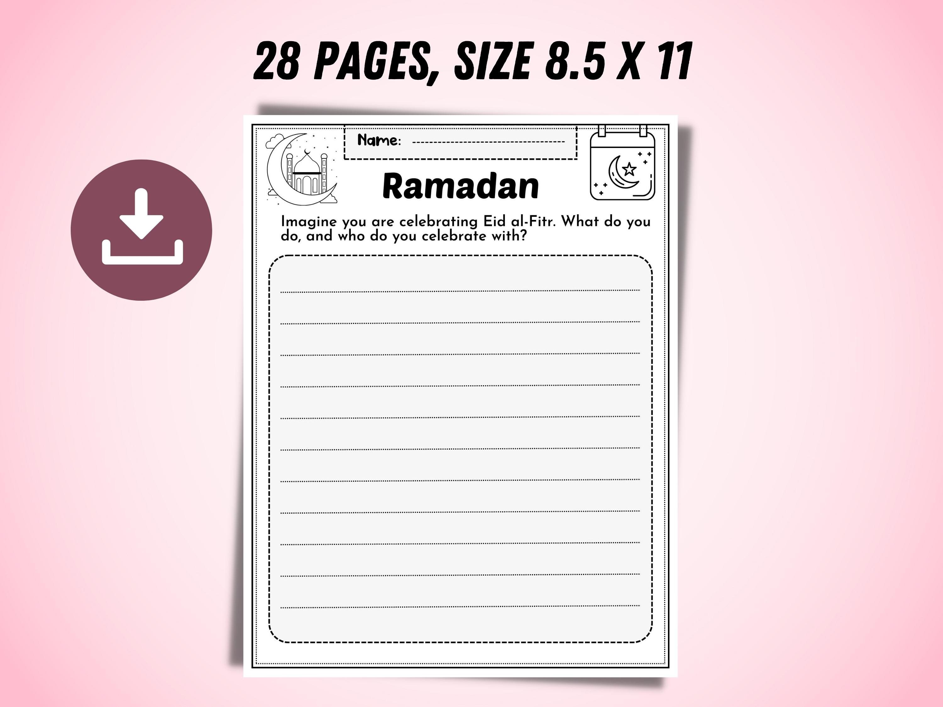 Ramadan Mubarak Writing Prompts Worksheets Printable Ramadan and Eid ...