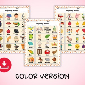 Rhyming Words Worksheets for Kindergartners | National Poetry Month ...