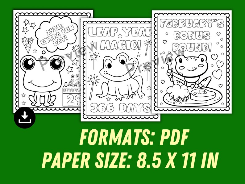 Leap Year 2024 Coloring Pages, Leap Day Coloring Sheets, Leap Year ...