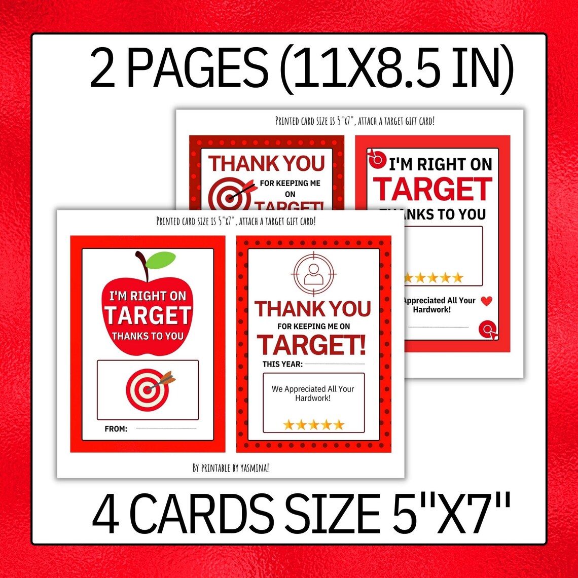 4 Target Teacher Appreciation Printable Gift Card Holder - Etsy