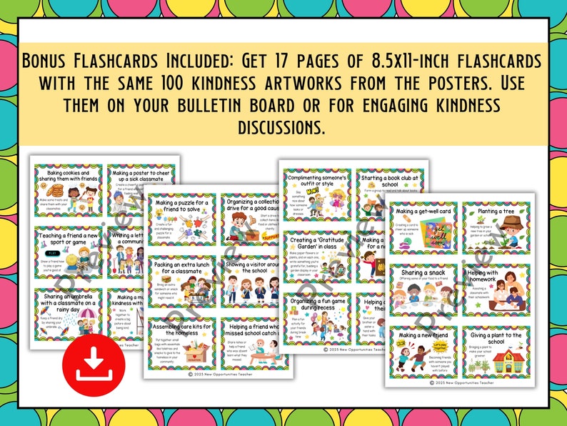 100 Acts of Kindness Posters & Bonus Flashcards Celebrate 100 Days of ...