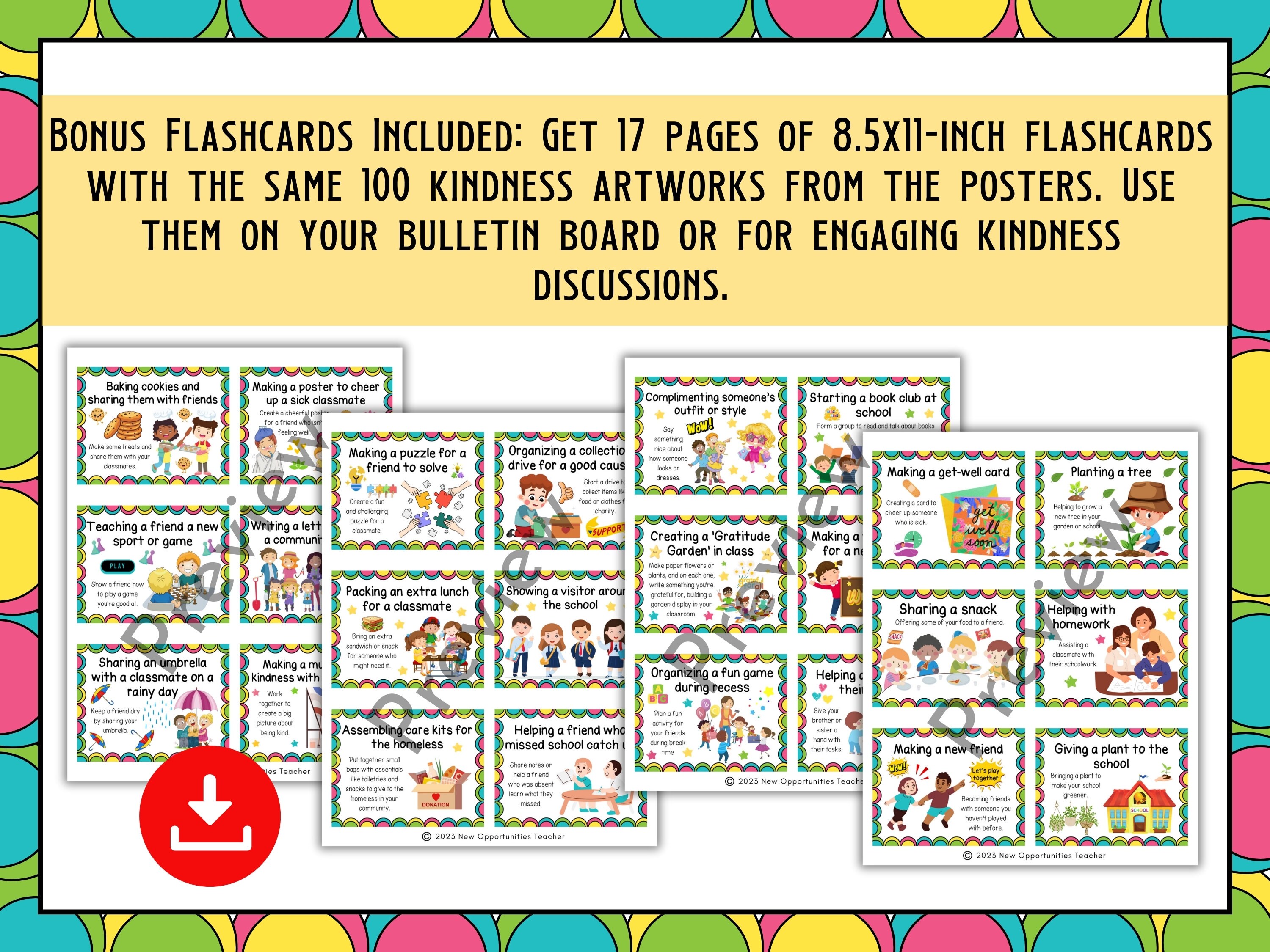 100 Acts of Kindness Posters & Bonus Flashcards Celebrate 100 Days of ...