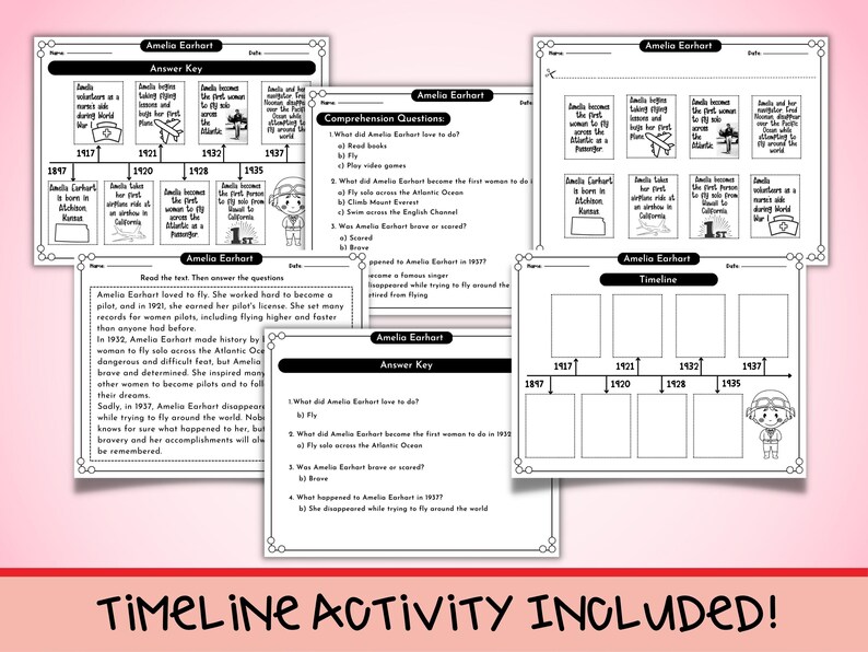 Amelia Earhart Reading Comprehension Passage Women History Month ...