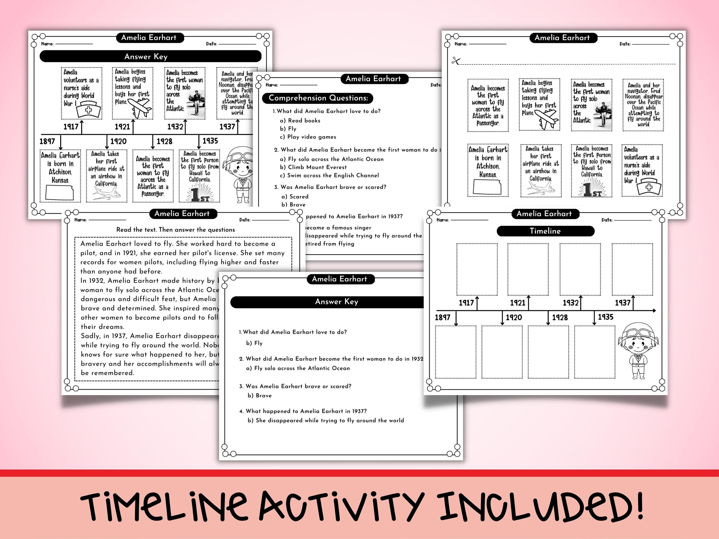 Amelia Earhart Reading Comprehension Passage Women History Month ...