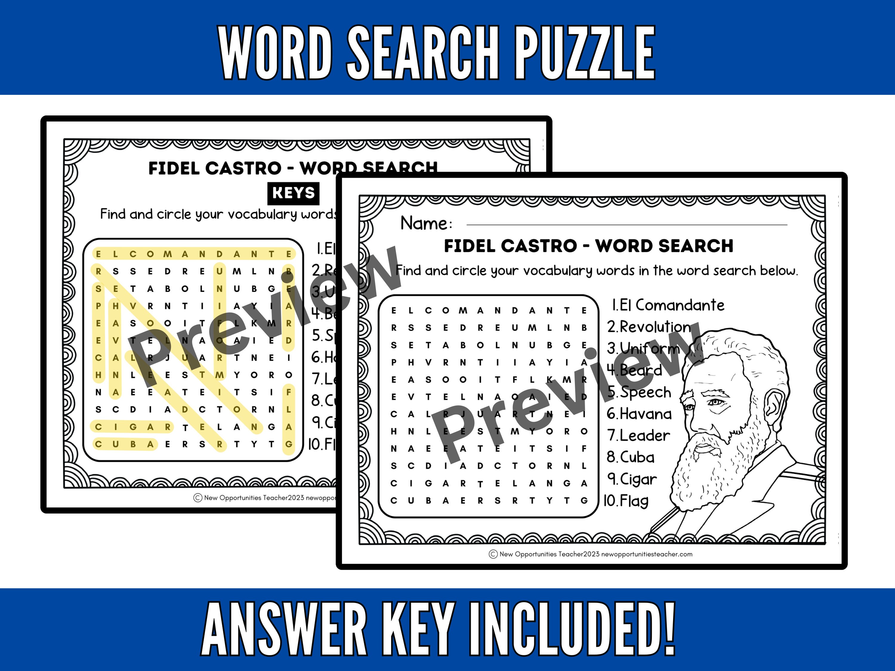 Fidel Castro Reading Comprehension Passages Timeline Vocabulary ...