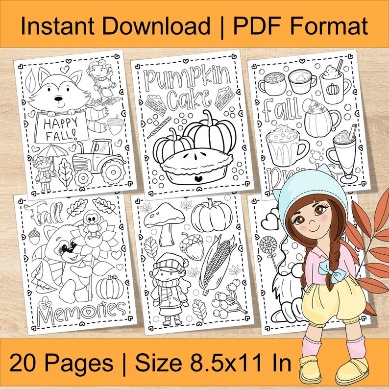Fall Autumn Coloring Pages Pumpkin Coloring Sheets for Kids - Etsy
