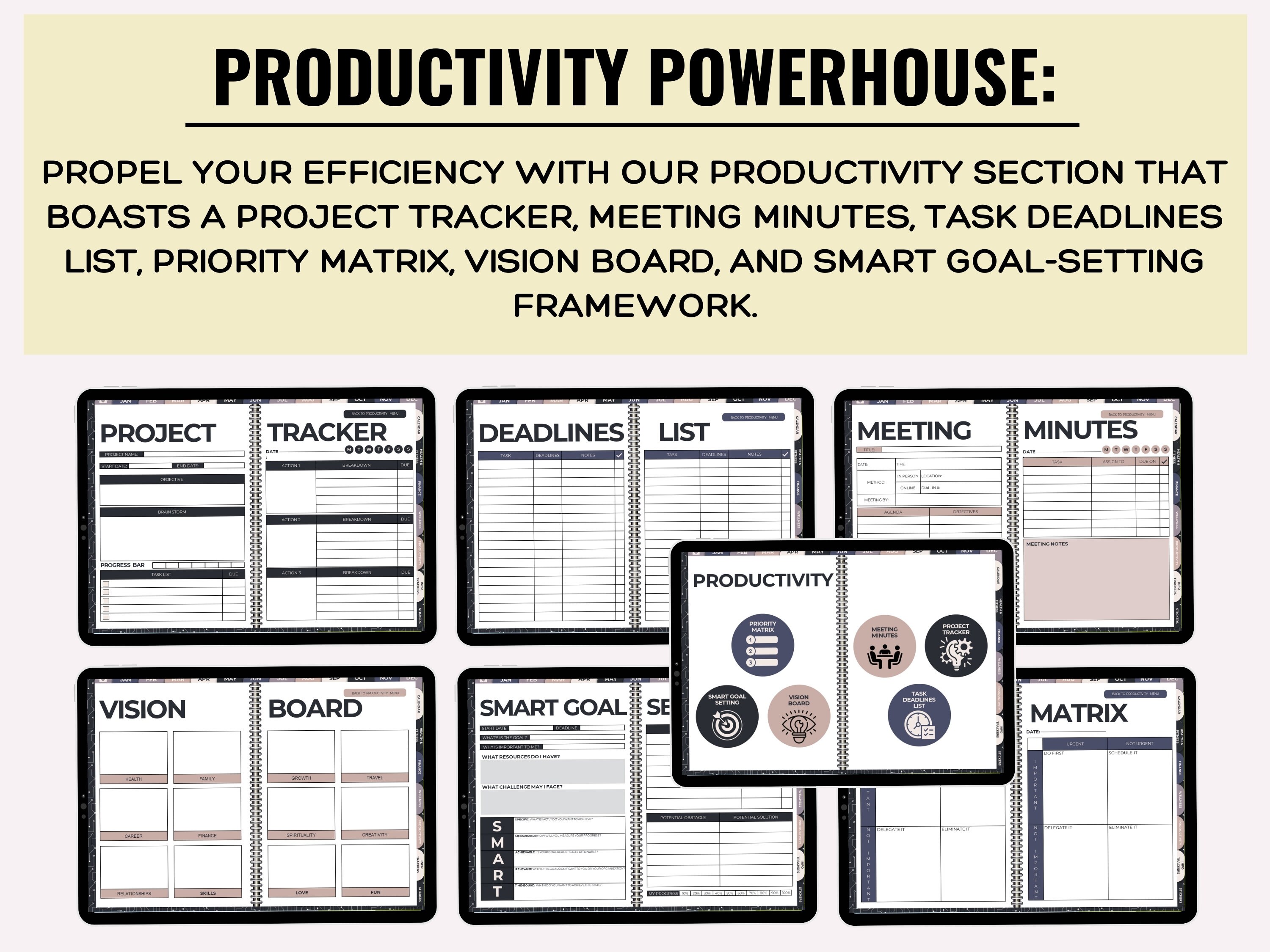 2024 Productivity Digital Planner for Innovators Hyperlinked Monthly ...