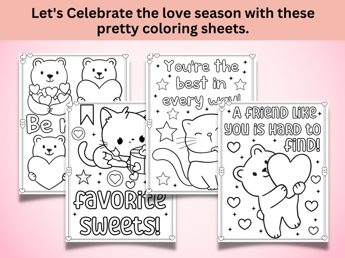 Valentine's Day Coloring Pages Cute and Love Animal Coloring Sheets ...