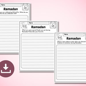 Ramadan Mubarak Writing Prompts Worksheets | Printable Ramadan and Eid ...