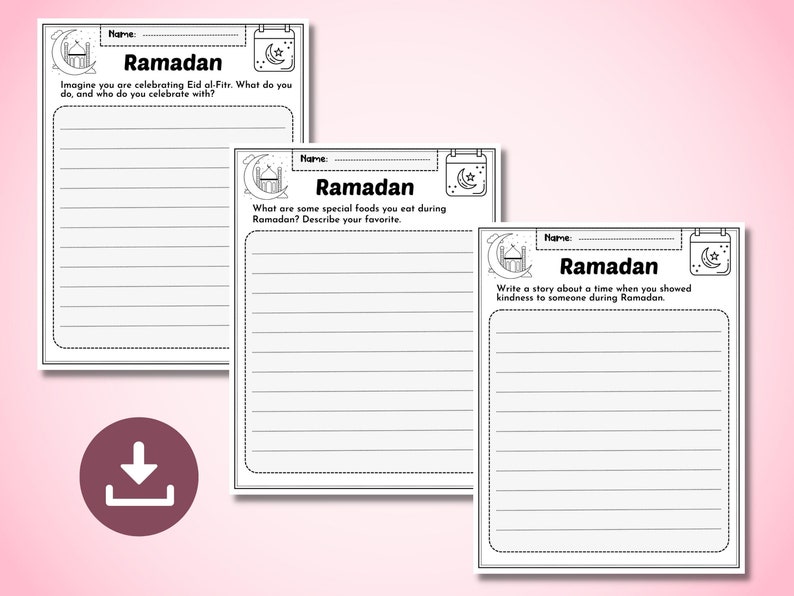 Ramadan Mubarak Writing Prompts Worksheets Printable Ramadan and Eid ...