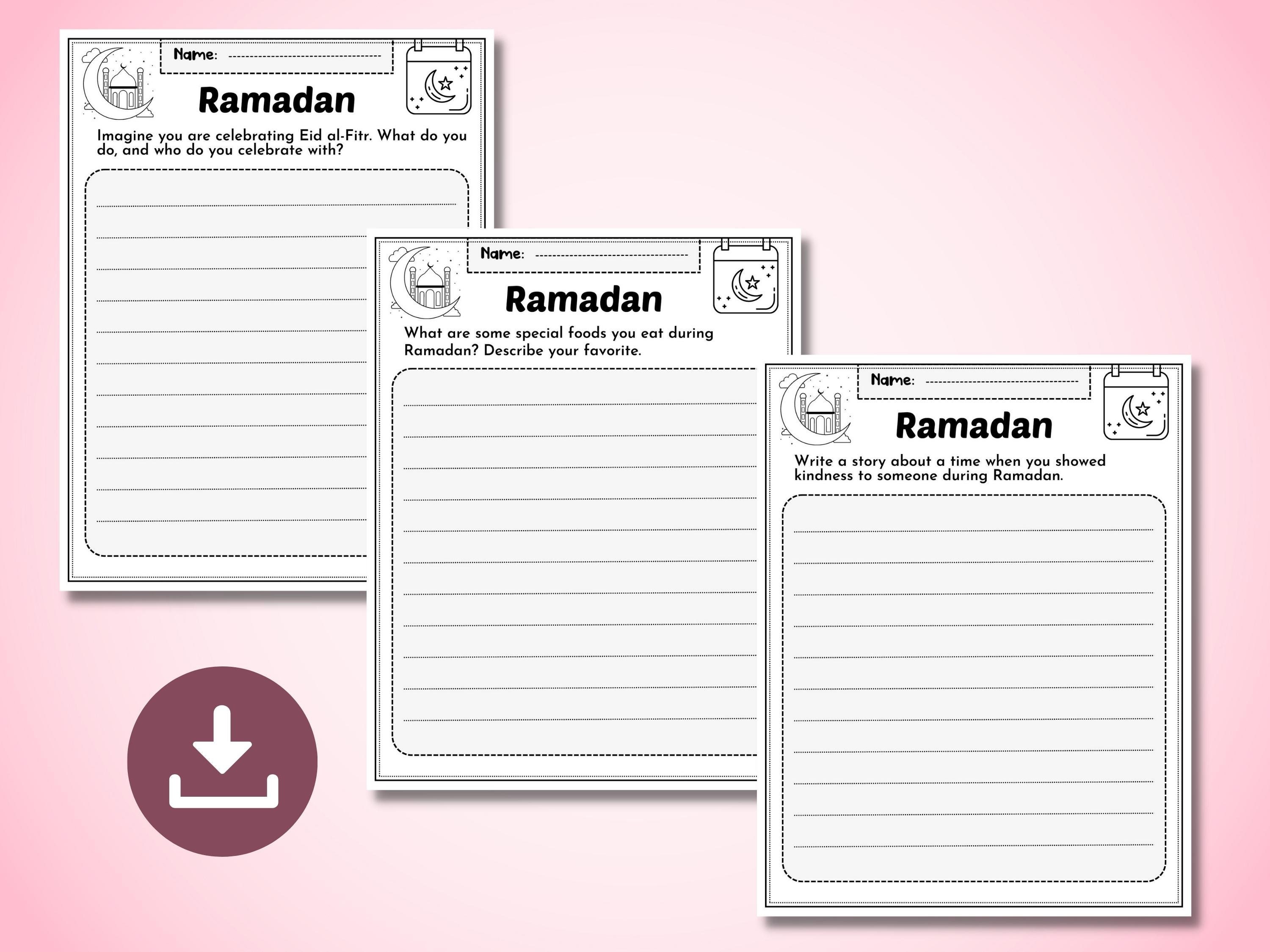 Ramadan Mubarak Writing Prompts Worksheets Printable Ramadan and Eid ...