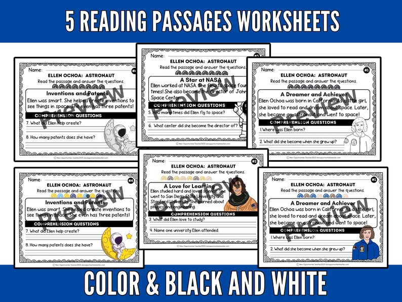 Ellen Ochoa Reading Comprehension Passages and Questions | Timeline ...